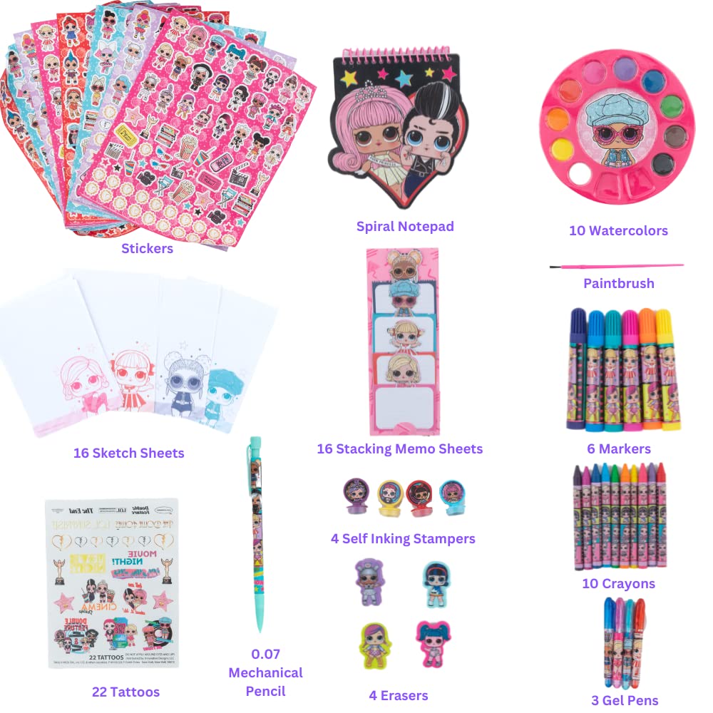 LOL Surprise Creativity Fun Kids Art Set for Coloring, Painting, and Crafts
