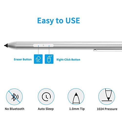 Kimwood - Stylus with 1024 Pressure Levels for Surface Pro X/7/6/5/4/3, Surface Go, Surface Book, Surface Laptop - Comes with AAAA Battery and Replacement Tip