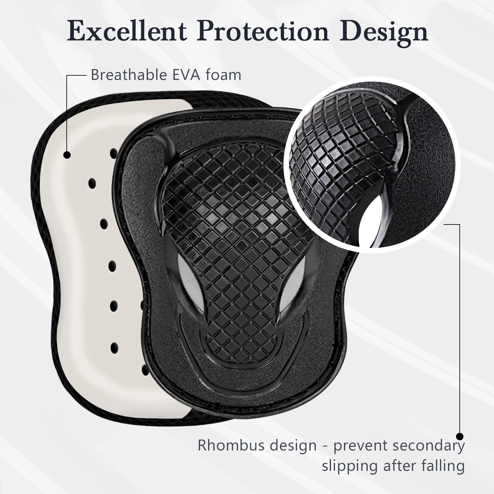 Kids/Youth Protective Gear Set, Kids Knee Pads and Elbow Pads Wrist Guard Protector 6 in 1 Protective Gear Set for Scooter, Skateboard, Bicycle, Inline Skating