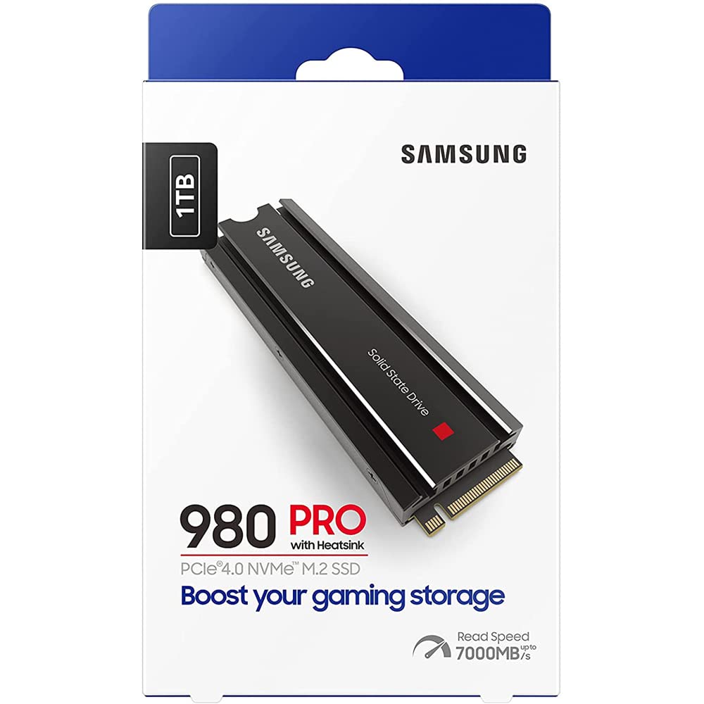 SAMSUNG MZ-V8P1T0CW 980 PRO with Heatsink PCIe 4.0 NVMe SSD 1TB for PC/PS5 Bundle with 1 YR CPS Enhanced Protection Pack