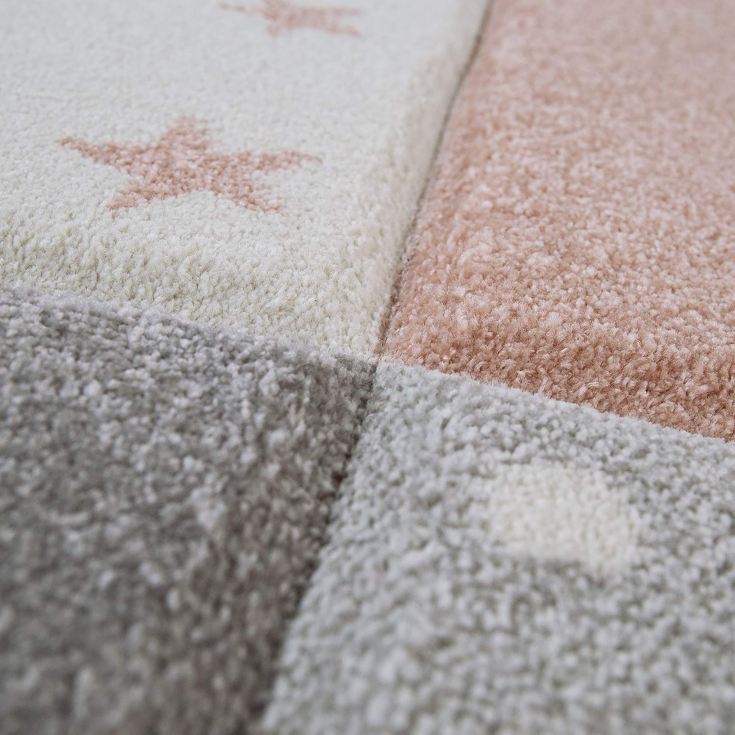 Paco Home Kids Rug for Nursery Checkered with Dots & Stars in Pink White Grey, Size: 2'8" x 4'11"