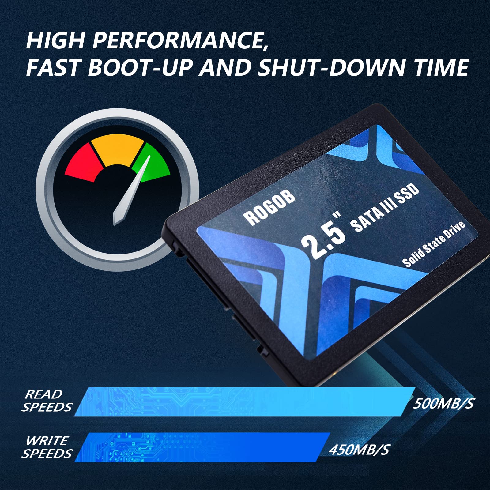 ROGOB 120GB SATA III 6GB/S SSD 2.5 inch 7mm (0.28") Internal Solid State Hard Drive for PC Laptop Ultrabook Desktop