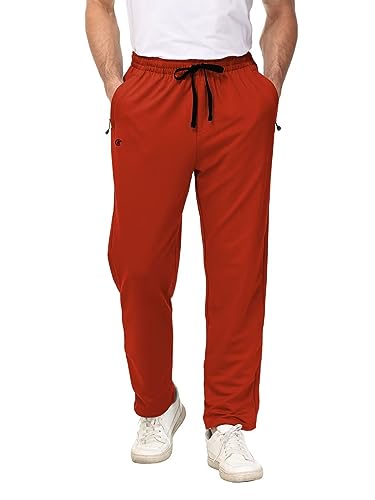 Pdbokew Men's Running Pants Athletic Pants with Zipper Pockets Red