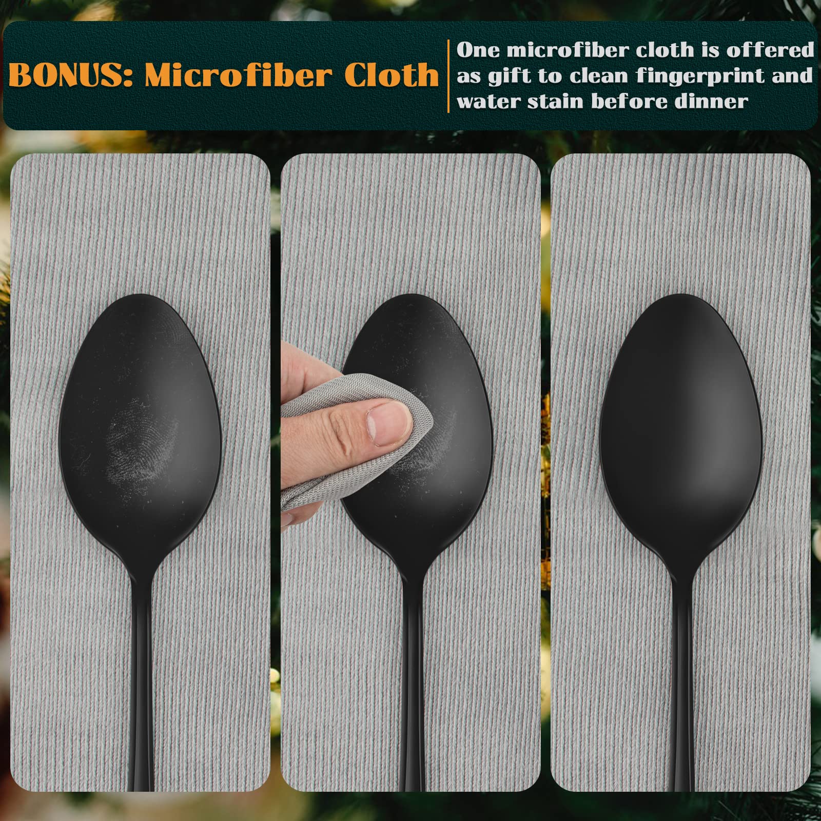 KONIGEEHRE 60 PCS Matte Black Silverware Set for 12, Stainless Steel Flatware Cutlery Set For Home Restaurant Hotel, Kitchen Utensils Set, Mirror Polished, Dishwasher Safe