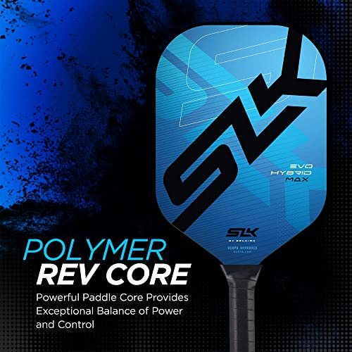 SLK Evo Hybrid Pickleball Paddle | Featuring C6-Flex Power Fiberglass Pickleball Paddle Face with a Rev-Core Power Polymer Core | Designed in The USA | Blue