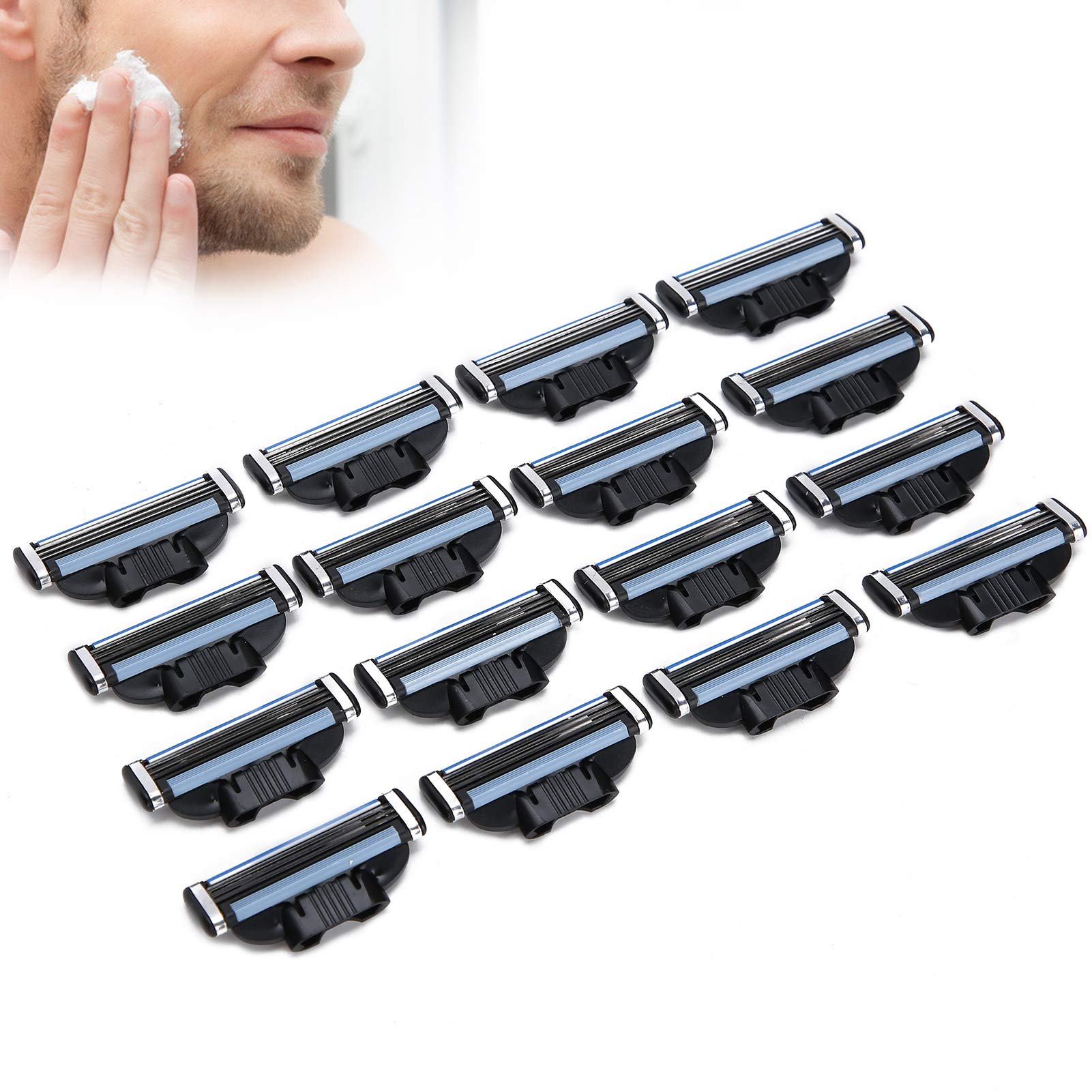 Razor Blades, 16pcs Mens Razor Blade Refills Fit Mach 3, Manual Blade Professional Barber Beard Blades Men Shaver Blade, Manual Razor Blade for More Comfortable Shave