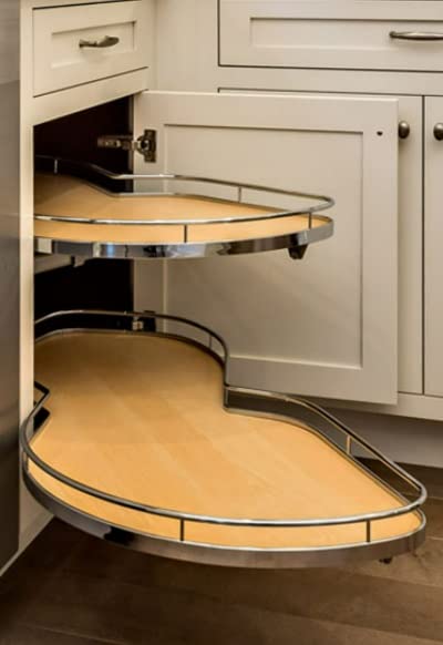 Lemans II Set 2-Shelf Lazy Susan with Soft-Close for Blind Base Corner Cabinets (574 sq. Model 40, Tray Size: 12", Swings Left)