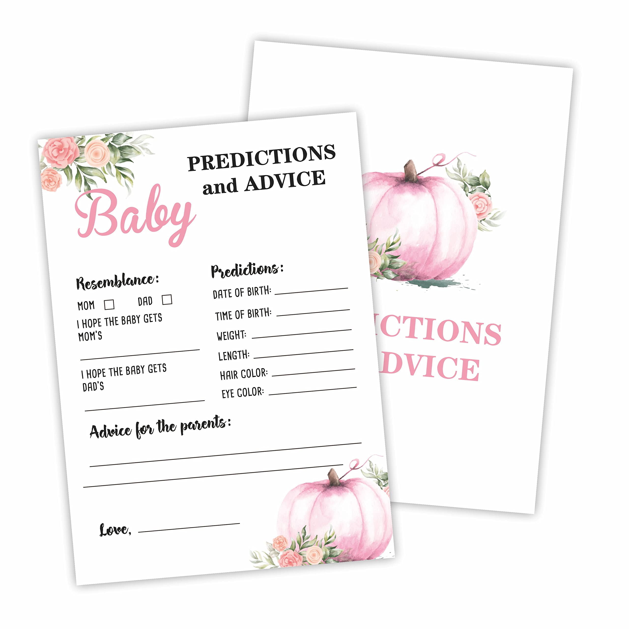 Pumpkin Themed Baby Shower Game Cards, Predictions and Advice double sided - 30 in pack (5 X 7 inches)-(BABYYX-010)
