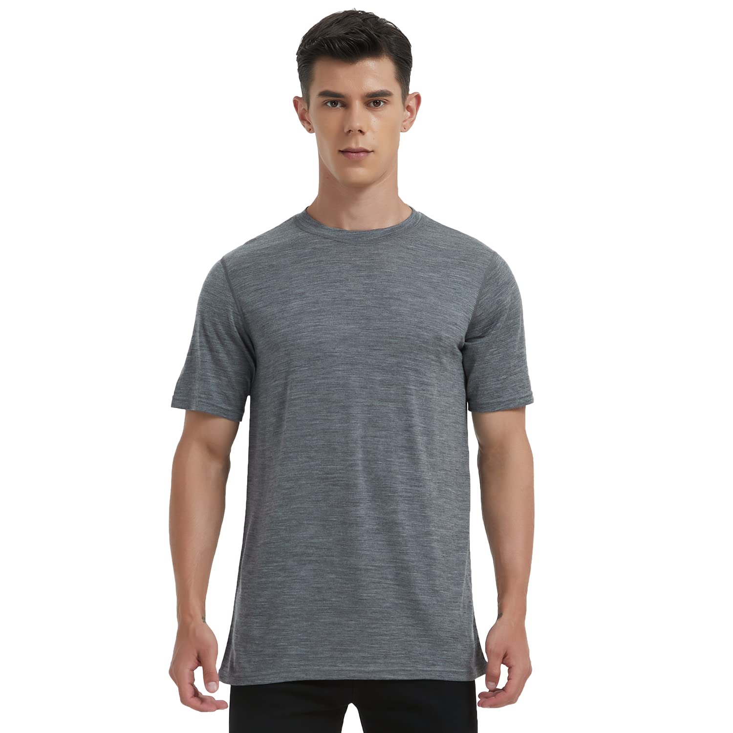 METARINO Merino Wool T-Shirts Mens Short Sleeve Lightweight Base Layer for Hiking,Travel,Hunting,Cycling,Dark Gray,Large