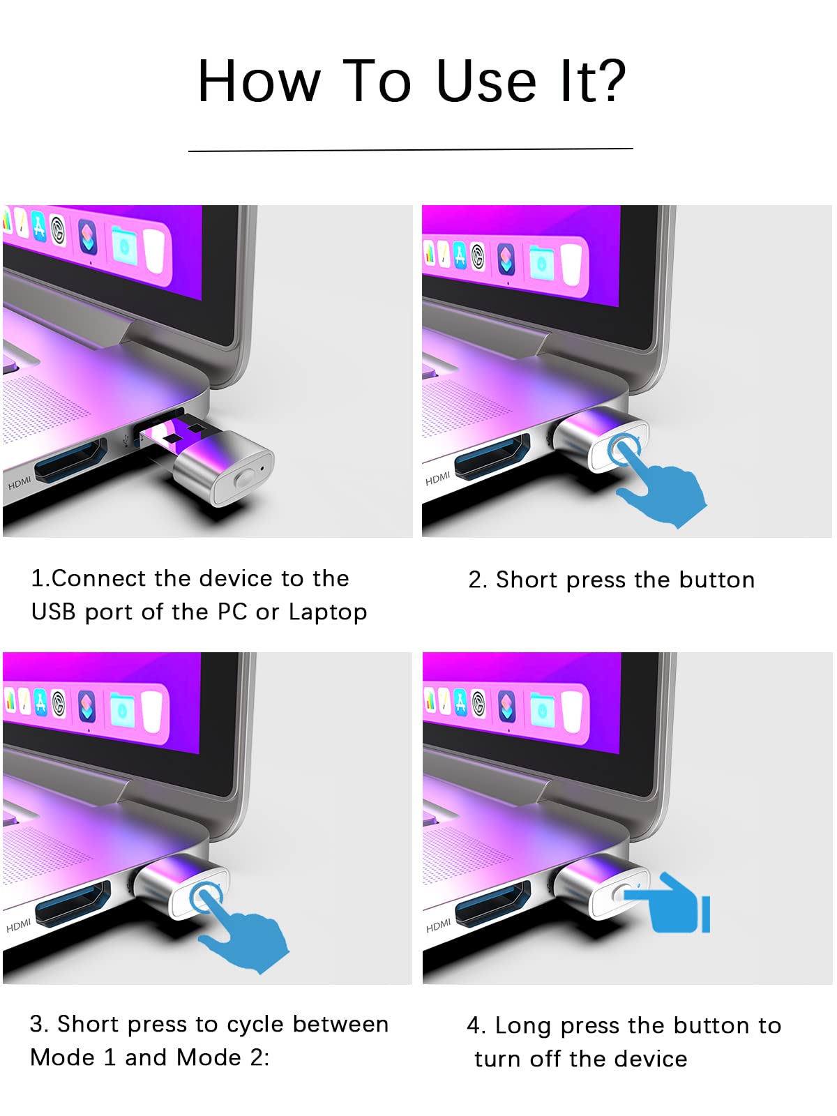 Mouse Jiggler,Movement to Keep Computer Awaking, Undetectable NO Software Required USB Mouse Jiggler Mover for Computer Laptop PC, Plug and Play with 2 Trail Modes,with USB-C Adapter, Al Alloy Silver