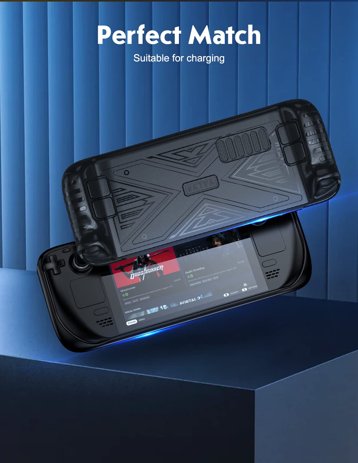 NEWENMO Protective Case for Steam Deck, for Steam Deck Skin Protective Case, Non-slip TPU Protective Case Screen Protector, Shockproof Anti-Collision with Cool Design for Steam Deck Console
