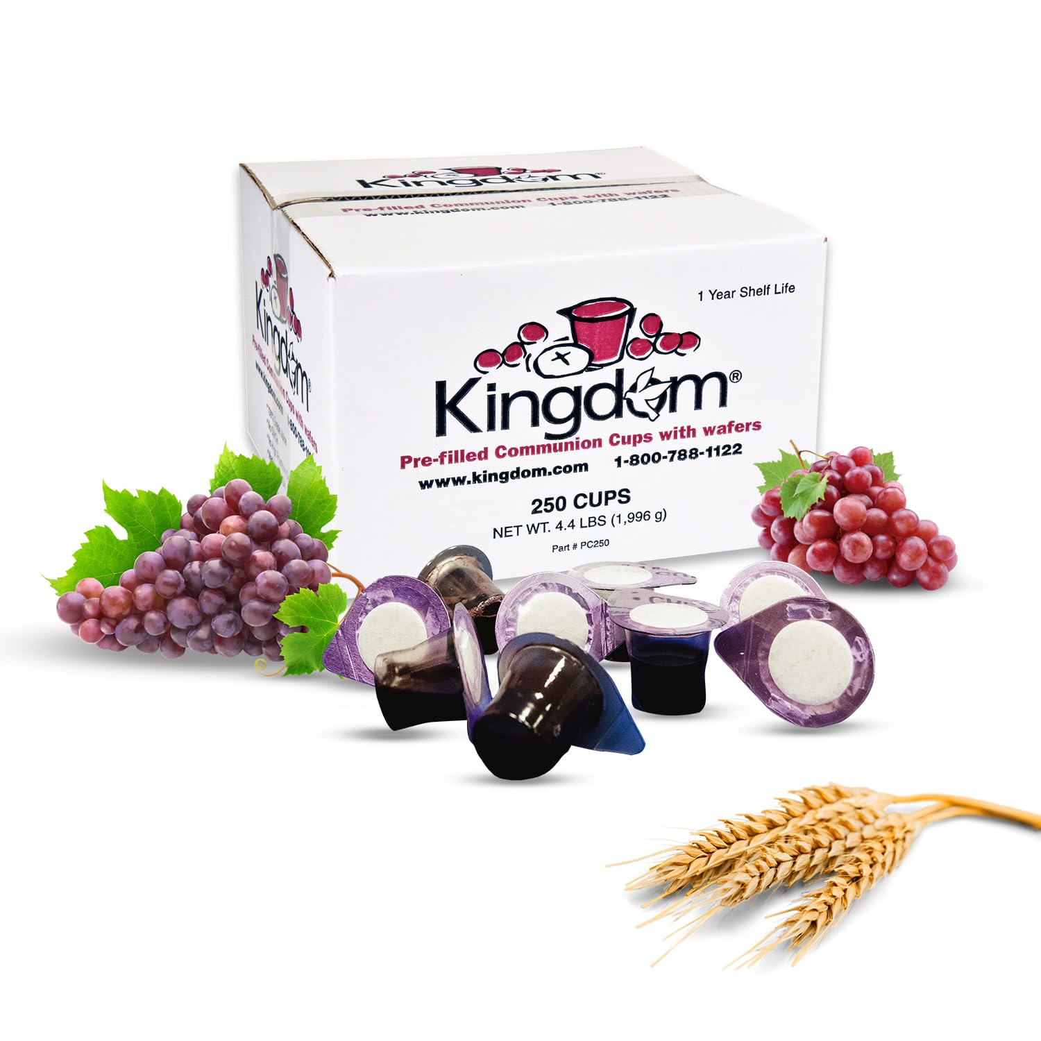 Kingdom Prefilled Communion Cup with Wafers(250ct red juice) Sealed in a Single-Serving Container with One-Year Shelf Life, Perfect for Holy Eucharist Celebration in Hospitals, Summer Camps, and More!