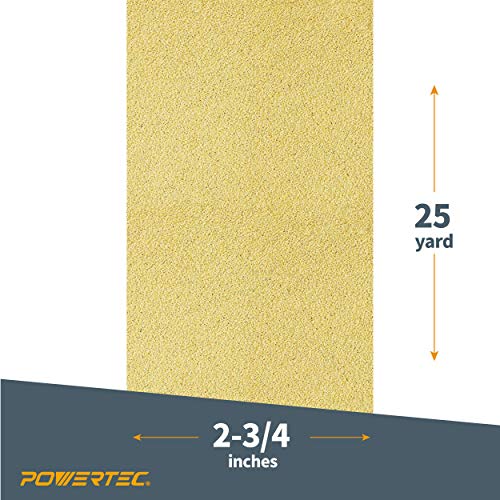 POWERTEC 4RA1115 Longboard Continuous Roll 2-3/4” by 25 Yard Sanding Paper, Gold 150 Grit Aluminum Oxide Abrasive Adhesive Backed Sandpaper for Woodworking