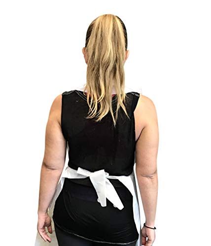 KingSeal Bib Style Disposable Poly Aprons, 24 by 42 Inches, White, Individually Wrapped - 1 Box of 100 Aprons (100 Count)