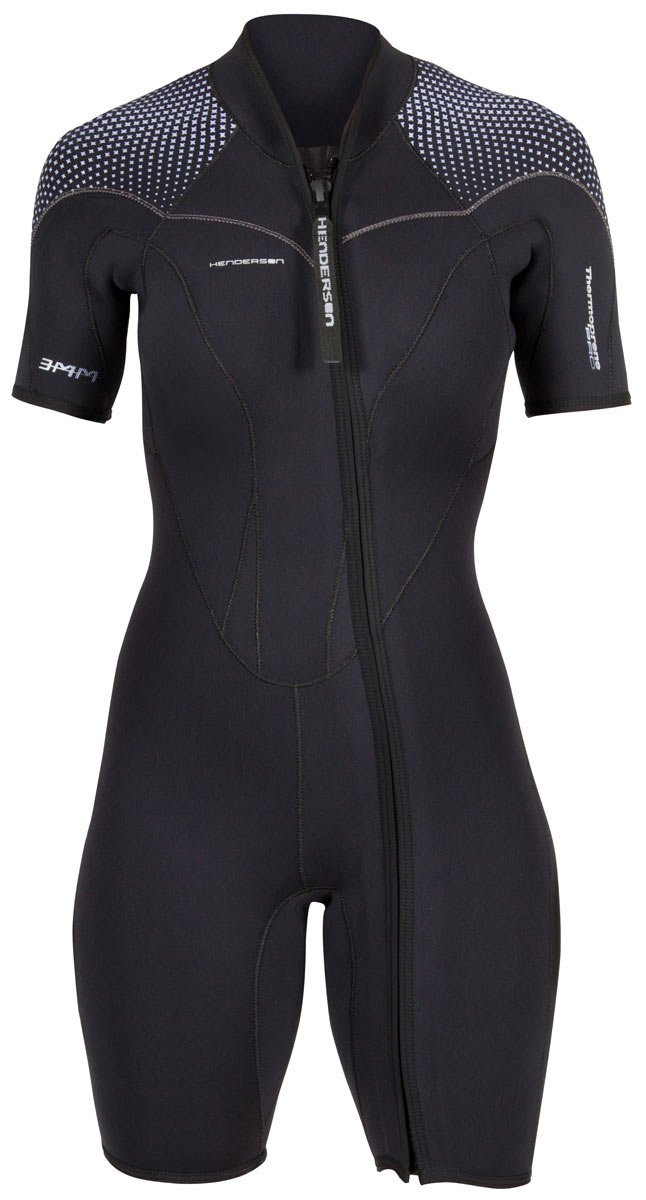 Henderson Women's 3mm Thermoprene Pro Front Zip Shorty Wetsuit, Black/Purple, 6