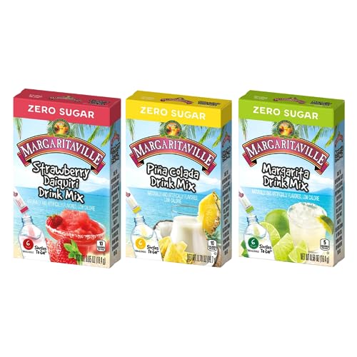 Margaritaville Singles To Go Drink Mix Ultimate Summer Variety Party Bundle Margarita, Pina Colada & Strawberry Daiquiri, (18 Piece Assortment)