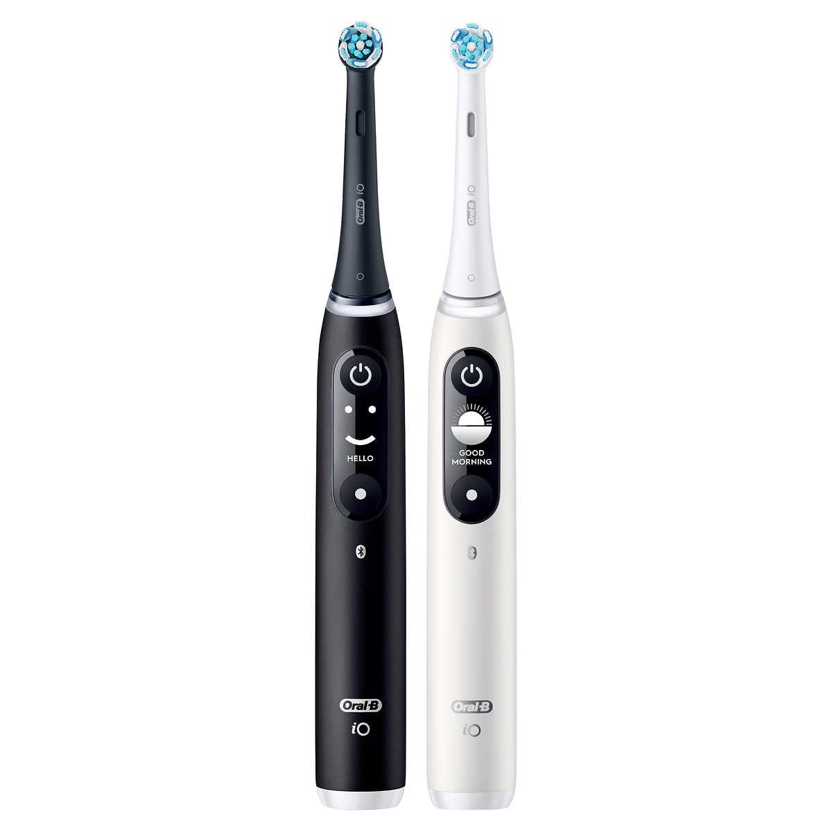 Oral-B iO Ultimate Clean Rechargeable Battery Powered Toothbrush 2-Set Incl. 2 Handles, 2 Chargers, 4 Brush Heads, 2 Travel Cases & Bluetooth (Black + White)