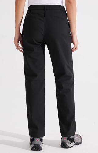 Libin Women's Hiking Pants Fleece Lined Snow Ski Pants Water Resistant Windproof Insulated Cargo Softshell Winter Warm, Black XL