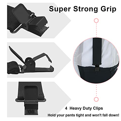 KRICJYH Black Suspenders for Men Heavy Duty Big and Tall Clips Wide X-back Adjustable Braces Formal Utility Work Suspenders