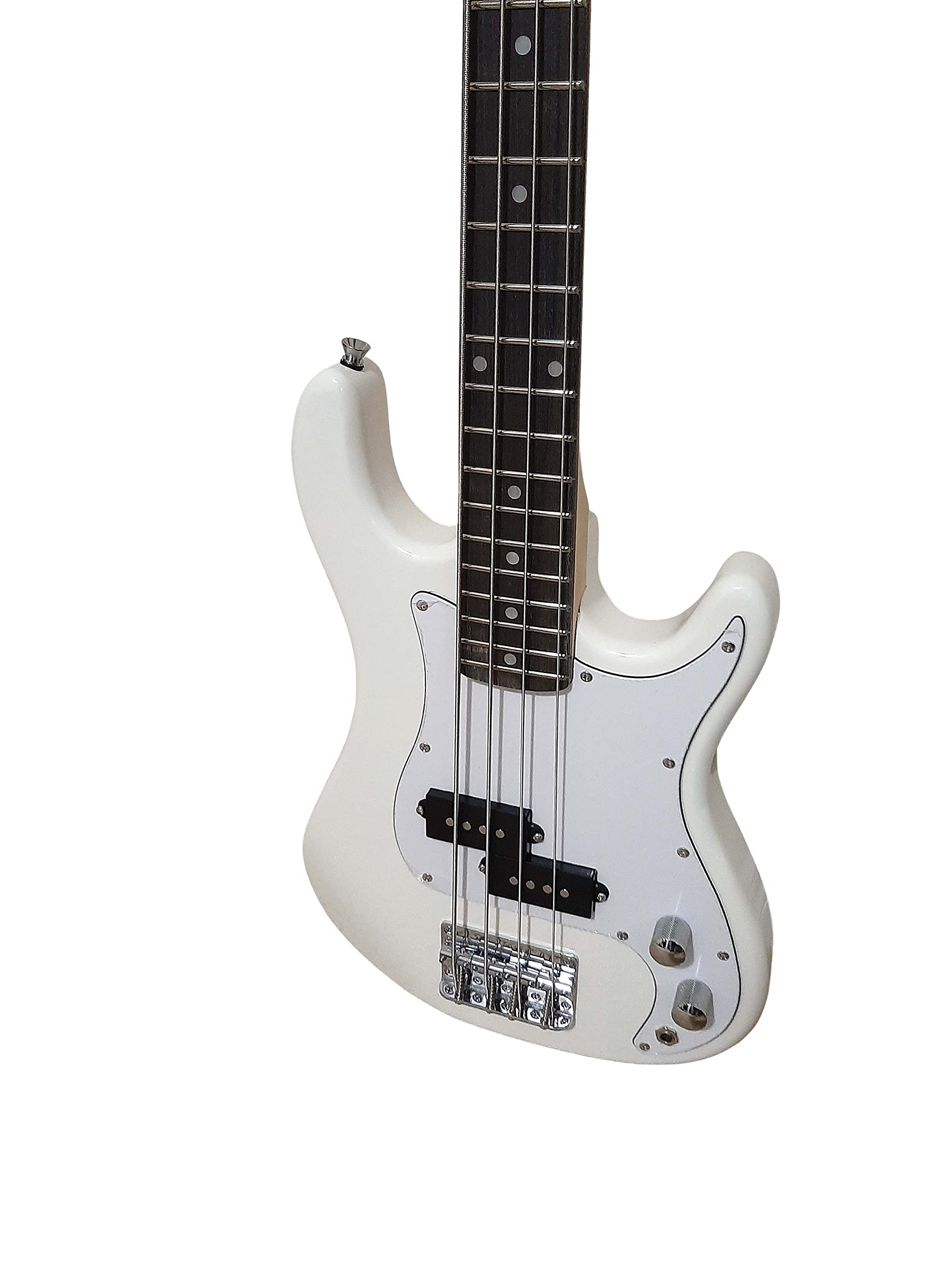 Mini Bass Guitar 3/4 size 36 inch for Kids Children beginners 4 string Electric Bass with package (White-Full Pack)