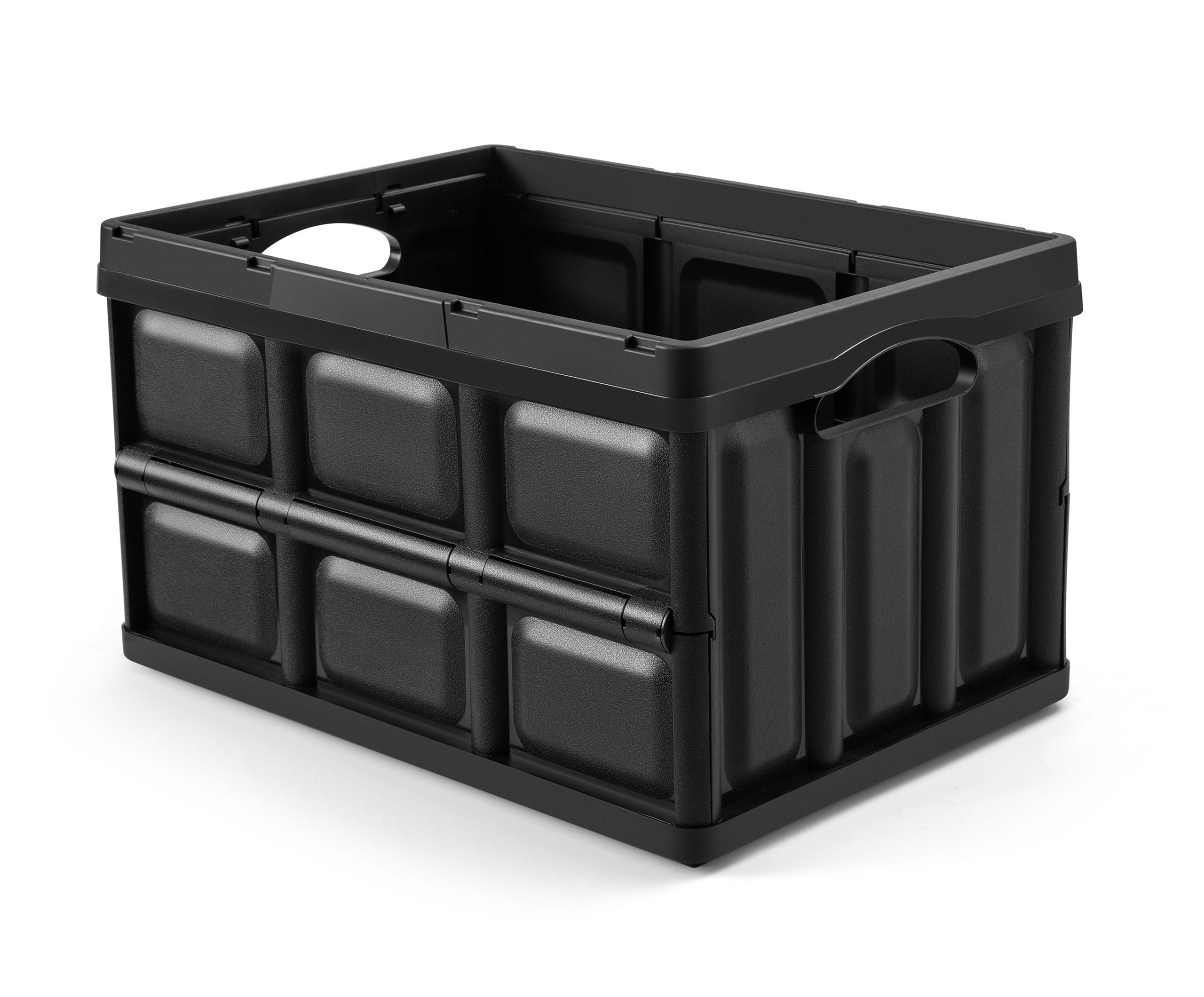 Qily 45L Collapsible Storage Bins for Car Trunk, Plastic Folding Storage Basket with Handles for Organizing and Storing, Black
