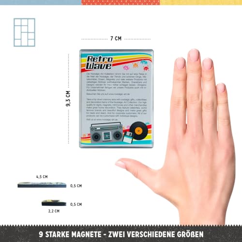 Nostalgic-Art Retro-Style Fridge Magnets, Retro Wave Media – Gift idea for Nostalgia Fans, Magnet Set for Notice Board, Vintage Design, 9 Pieces