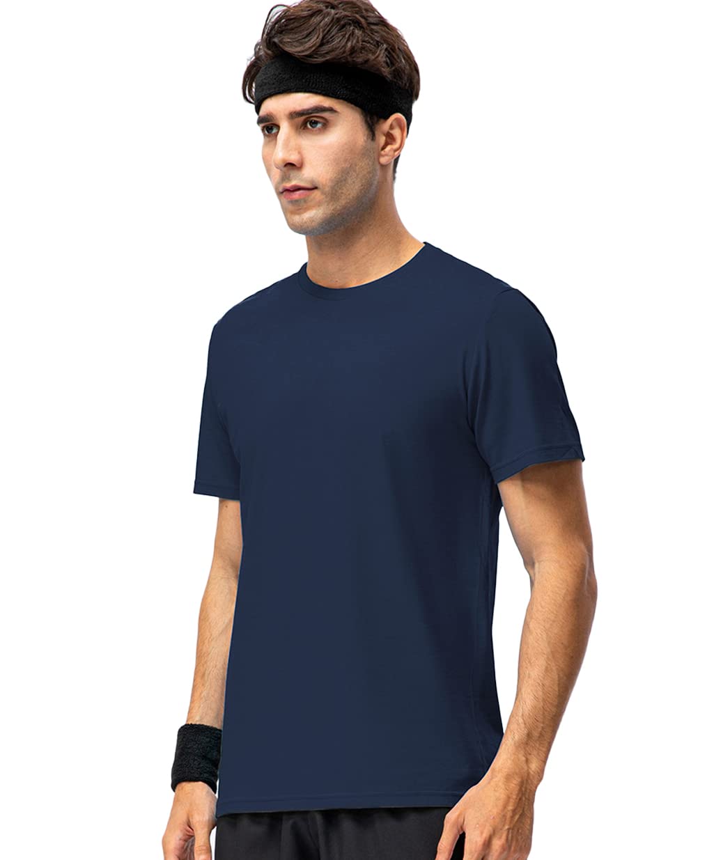 Men's Soft Stretch Cotton Breathable Athletic Workout Sports Short Sleeve Tee T-Shirt Tops(Yellow,2XL)