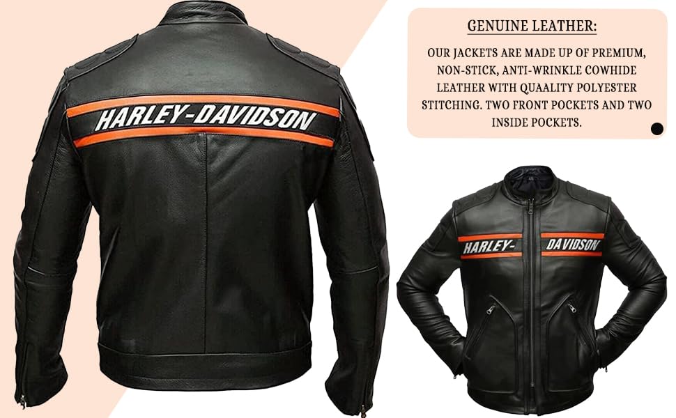 Homestoreuk TJVZ Mens Black Biker Leather Jacket Genuine Cowhide Motorcycle Riding Leather Jacket - XX-Large