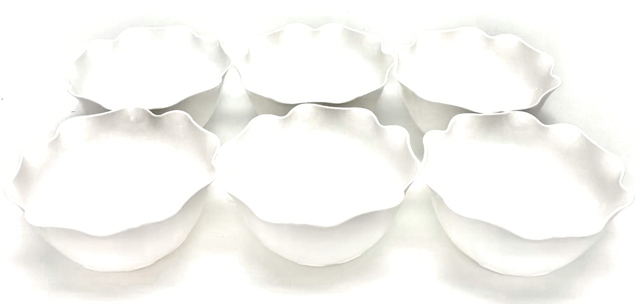 Mintra Home Reusable Bowls and Plates 6pk - Lotus Collection (White, Bowl 6pk - (5.5inW x 2.75inH))