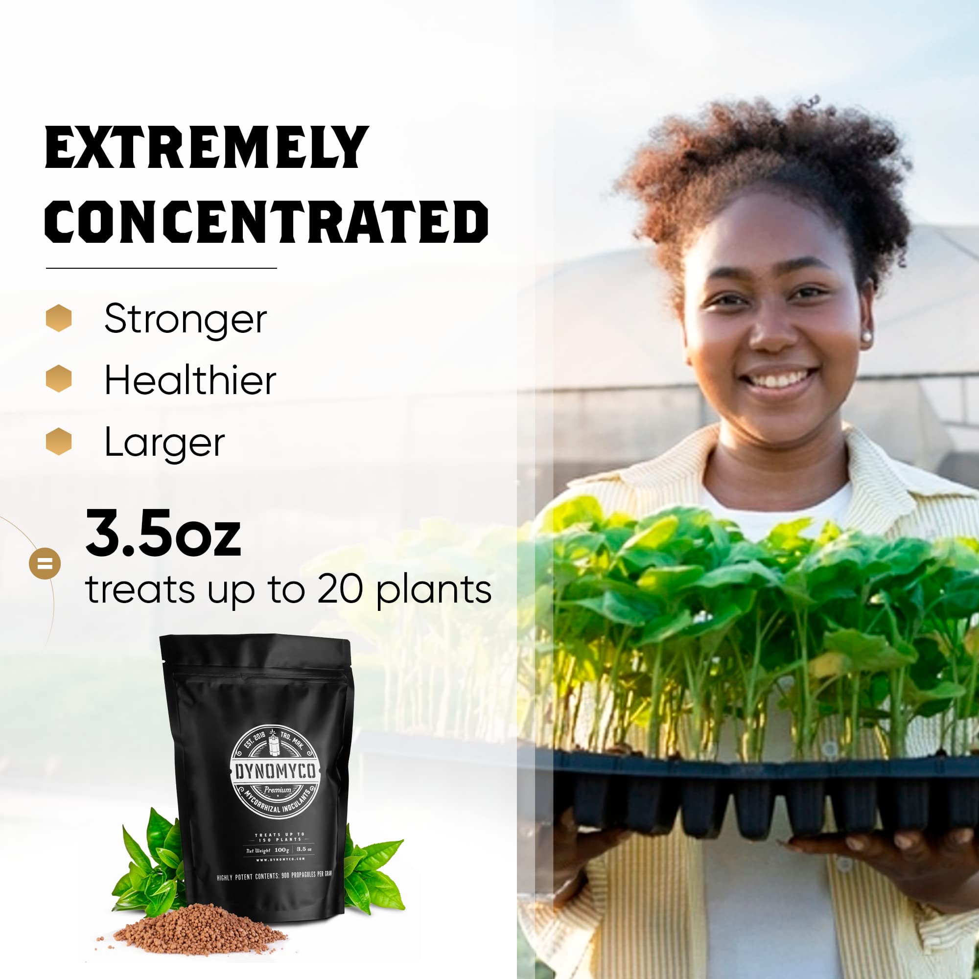 Mycorrhizal Inoculant by DYNOMYCO β High Performing Strains β Concentrated Formula β Improves Nutrient Uptake β Increases Plant Yields Enhances Resilience to Stress Saves Fertilizer (3.5 Oz / Up to 20 Plants)
