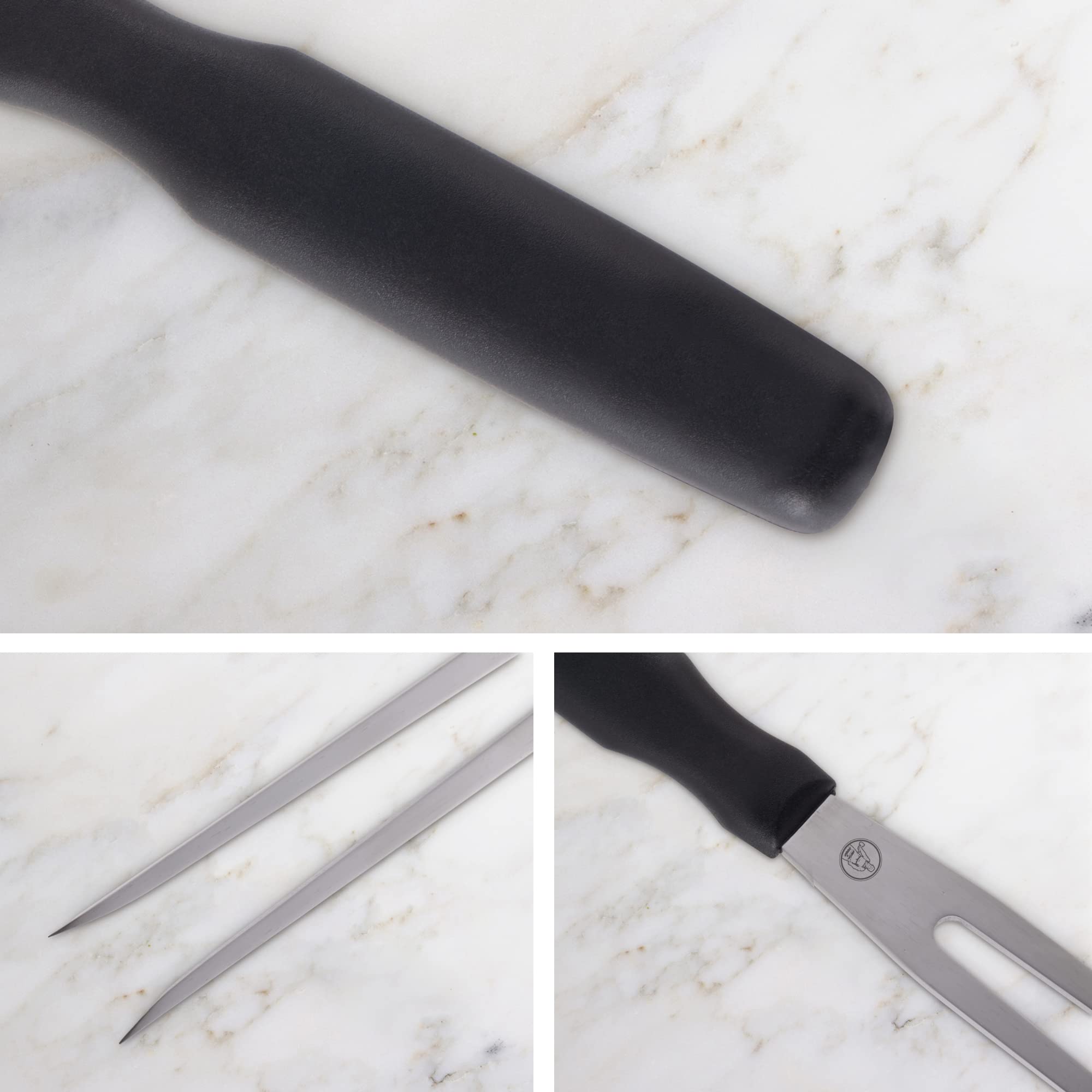 Messermeister Pro Series 7β Straight Carving Fork - German X50 Stainless Steel & NSF-Approved PolyFibre Handle - Rust Resistant & Easy to Maintain - Made in Portugal