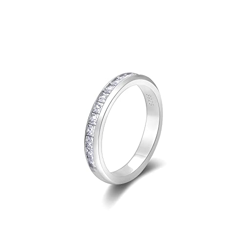 KRKC Engagement Rings for Women Promise Ring Eternity Rings 925 Sterling Silver White Gold CZ Wedding Bands Love Ring Stackable Ring Bridal Ring Sets, (3-Stone, Size 11)