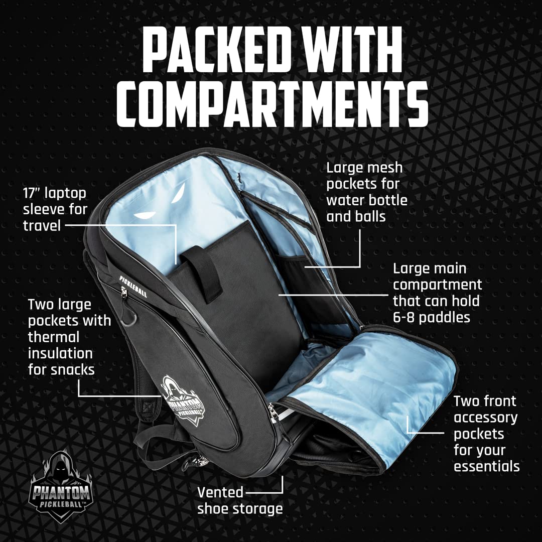 Pickleball Backpack Professional Tour Bag and Immortal 16mm Carbon Fiber Wide Body Pickleball Paddle