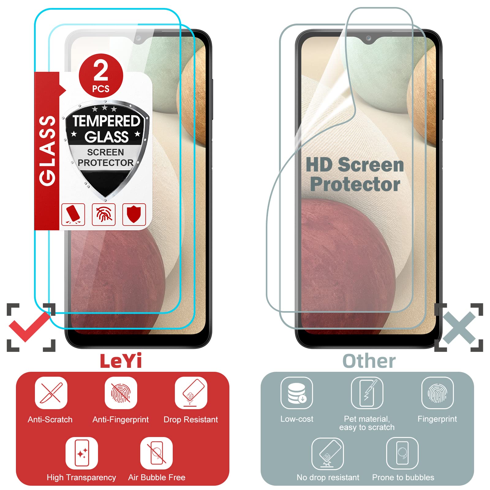 LeYi for Galaxy A12 Phone Case, Cell Phone Case for Samsung A12 Case with [2 Pack] Tempered Glass Screen Protectors, [Military-Grade] Magnetic Ring Kickstand Phone Case for Galaxy A12 5G, Rose Gold