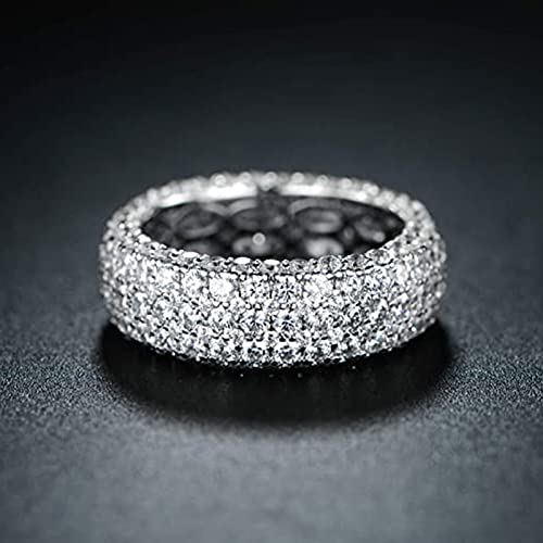 Psiroy 925 Sterling Silver Plated 8mm Cubic Zirconia Stackable Wedding Band Ring CZ Eternity Engagement Ring for Women Size 9