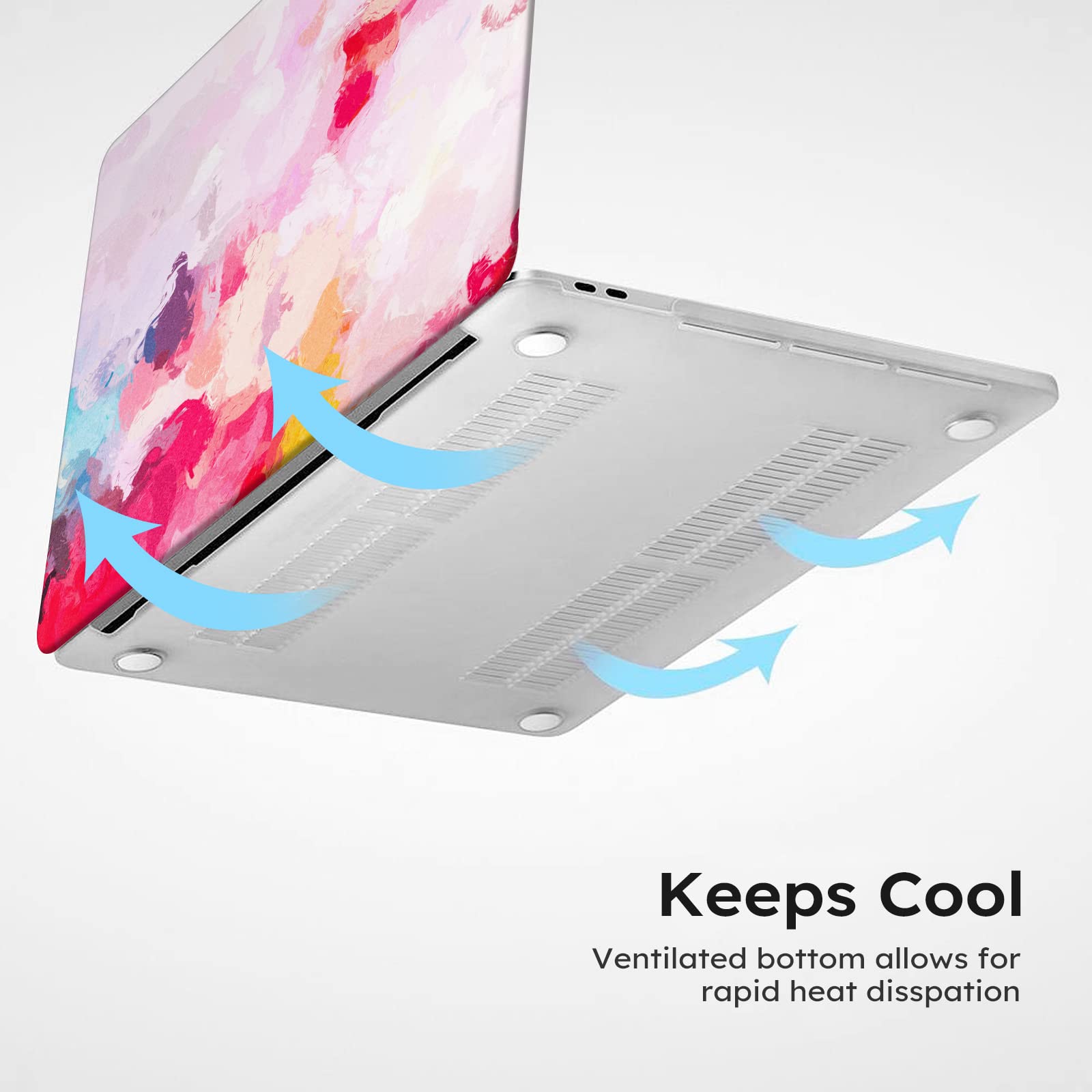 iCasso MacBook Air 13.3 Inch Case with Retina Display Touch ID, Durable Laptop Hard Shell + Keyboard Cover, Colorful Sky