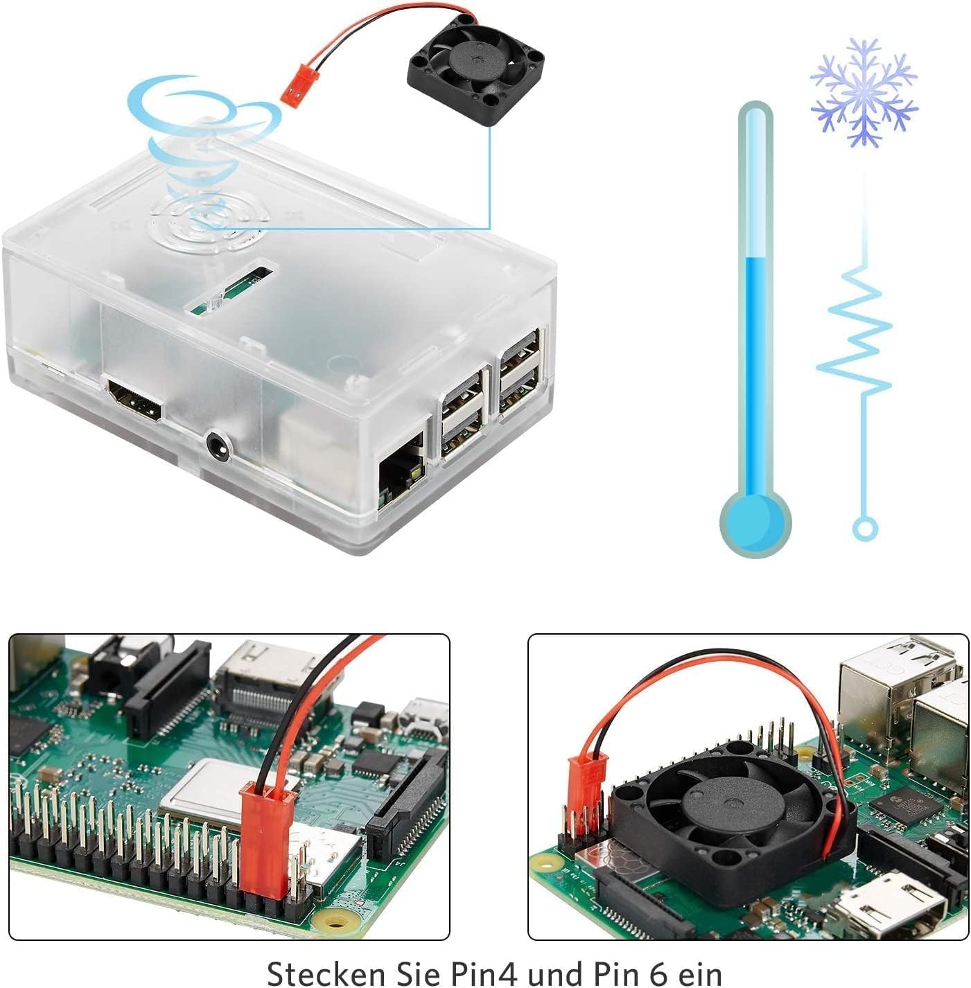 RasTech Pi 3 Model B Starter Kit with 32GB Card HD Cable Network Cable 5V 3A Power Supply with ON/Off Case Cooling Fan, 3 Heatsinks Card Reader Screwdriver