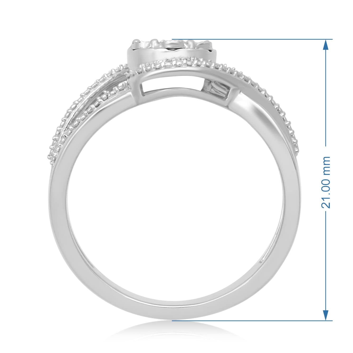 Jewelili Sterling Silver Natural White Round Diamonds Ring, Size 7