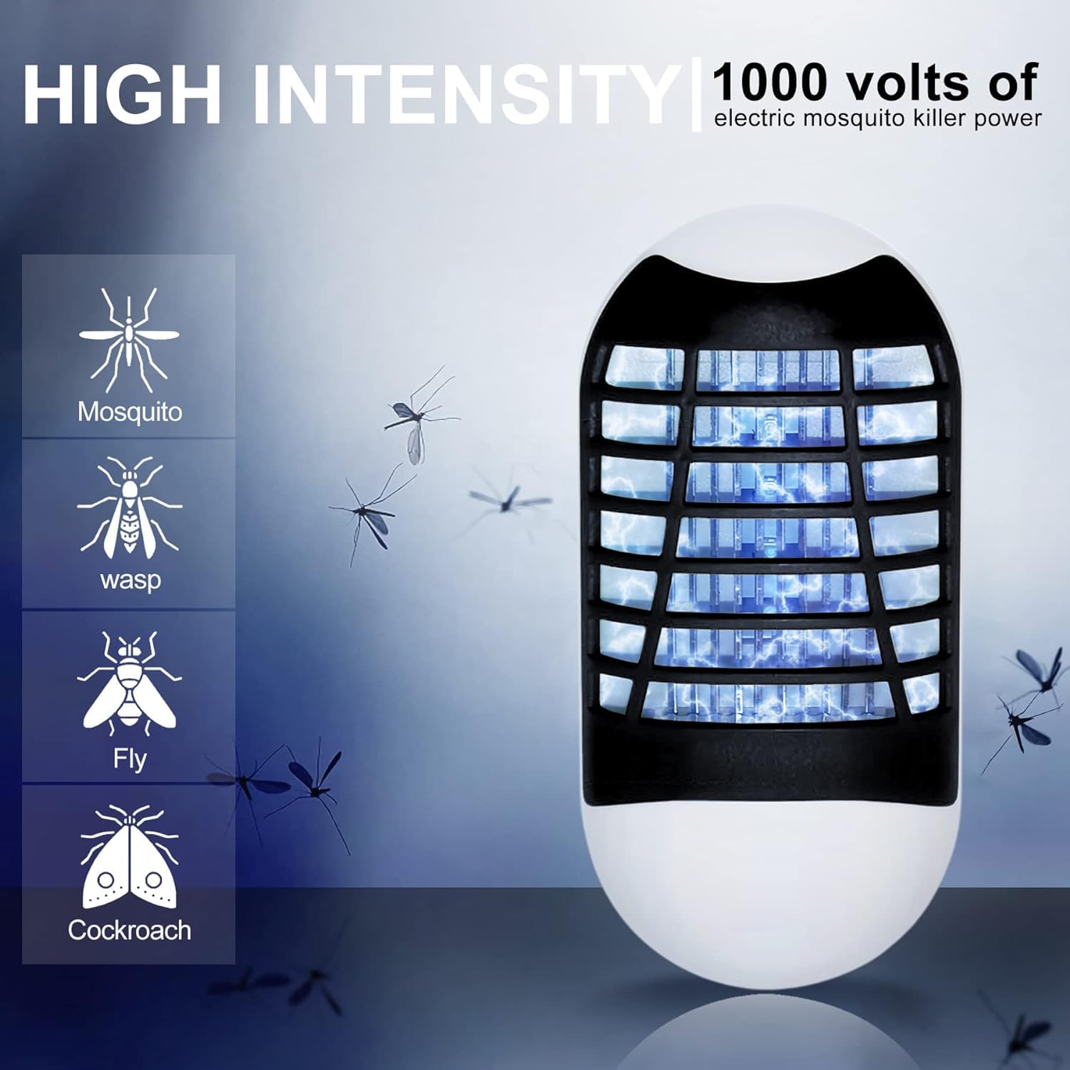 Rswsp Bug Zapper Indoor, Electronic Fly Zapper Lamp, Non-Toxic, Silent Insect Mosquito Killer, Fly Killers Indoor for Home Use…, Black