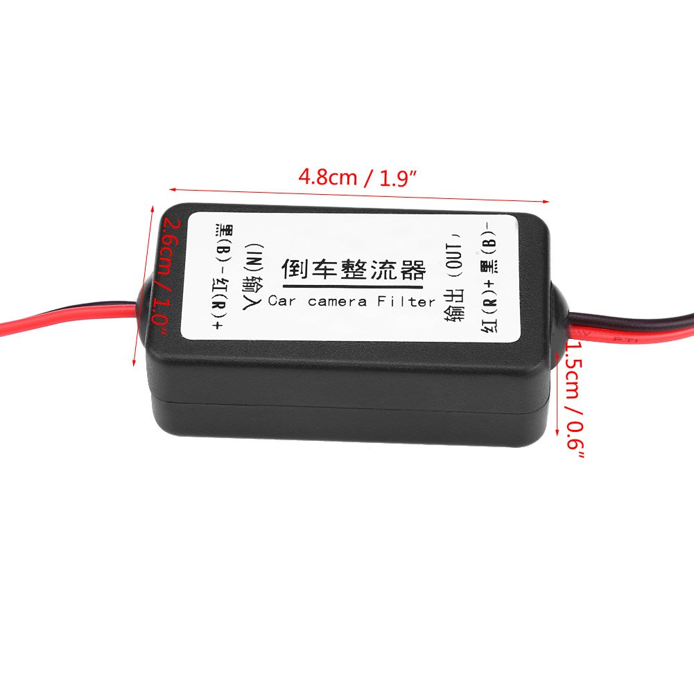 Keenso Car Rear View Rectifier for Germany/American Car Series, 12V DC Power Relay Capacitor Filter Connector for Backup Camera Rectifier Auto Car Camera Filter Light Modification