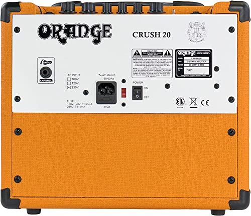 Orange Crush 20 Guitar Combo Amp Bundle w/Pig Hog Woven Instrument Cable, Power Cable and Liquid Audio Polishing Cloth (3 Items)