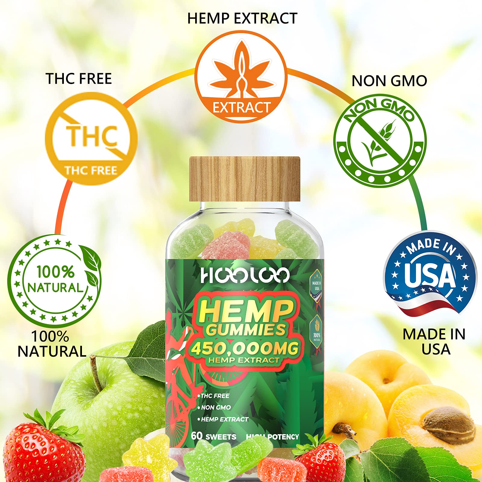 Hemp Gummies 100,000mg for Deep Sound Bedtime Support and Discomfort Relief, Fruity Hemp Gummy Infused Omega 3, Vitamins, Made in USA
