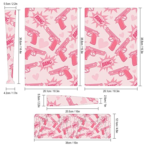 Pink Pattern with Gun Full Protective Skin Cover Design Wrap Decal Sticker Compatible with PS5 Digital Edition Console and Controller