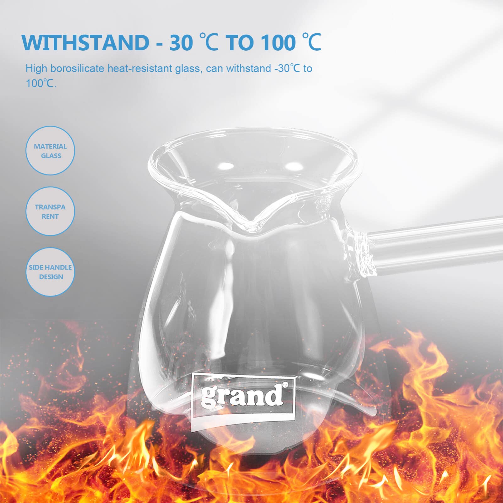 Operitacx 1pc Side Handle Coffee Maker Organic Coffee Decaf Espresso Ground Chocolate Heater Butter Melt Pot Coffee Pot Blueberries Organic Pans Boiler Household Pot Glass Arab Milk Foam Cup