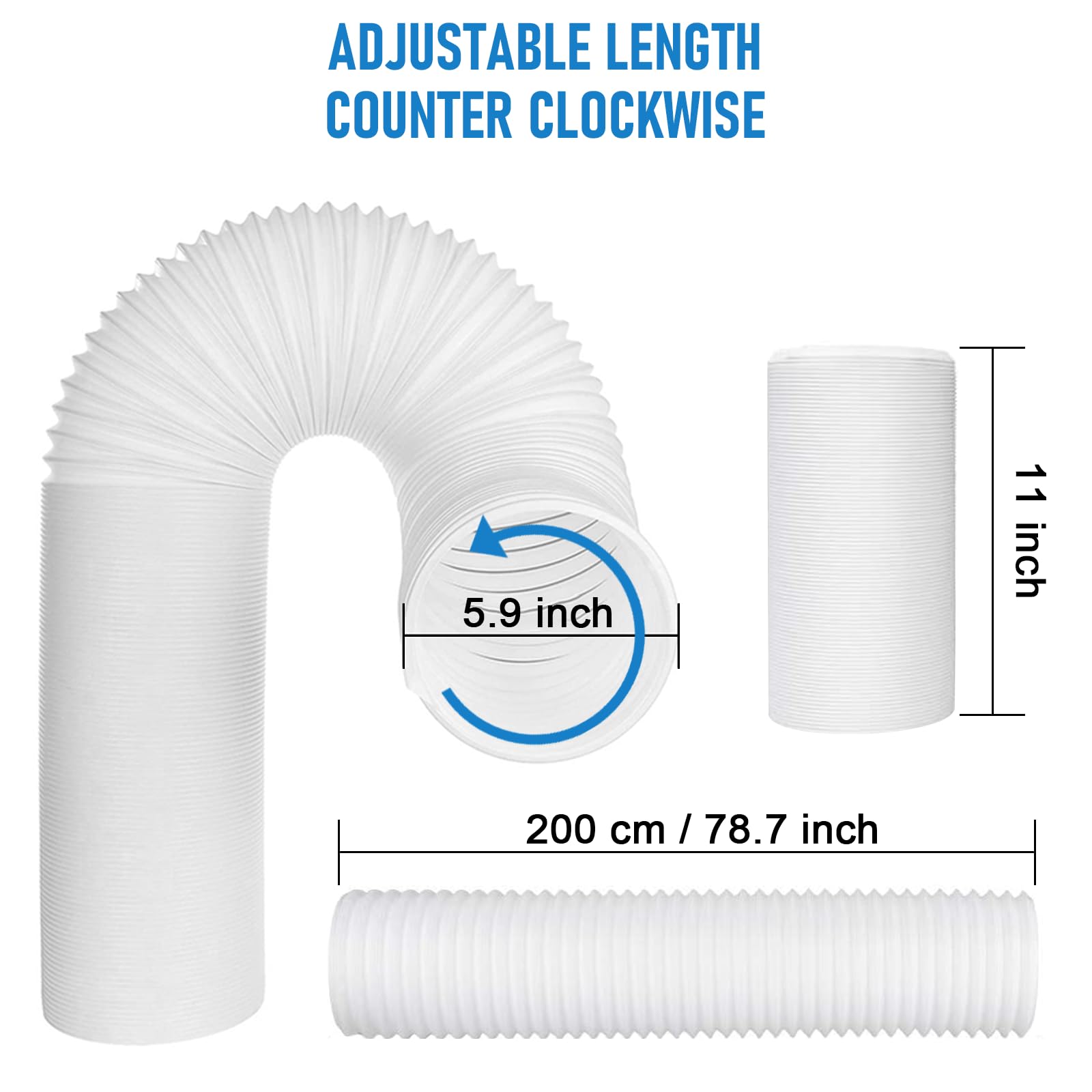 Portable Air Conditioner Window Vent Kit with 5.9" Exhaust Hose, Portable AC Seal Kit for Sliding Window with 4 Plates, Universal Coupler Fits 5.9 & 5.1 Inch Diameter Exhaust Hose