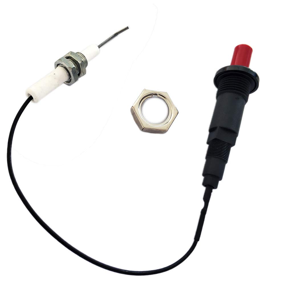 METER STAR Gas Grill/Range/Heater/Grill Igniters,Push Button Piezo Igniter with Threaded Universal Ceramic Electrode Ignition Spark Plug Wire Long 11.8β Electronic Device Set of 2