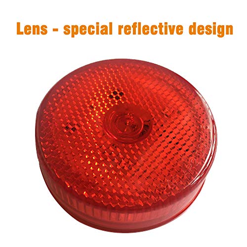 NOVALITE 5X 2.5ββ Round Red Trailer LED Side Marker Lights, Sealed Grommet Flush Mount 4 LEDs Light with Reflective Lens, Truck RV Waterproof Universal 12V, DOT Certified