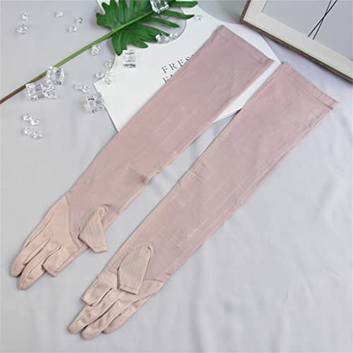 N/A Summer Driving Gloves Women's Thin Ice Silk Extended Leak Two-Finger Riding Arm Guard Sleeves (Color : A, Size : One Size)