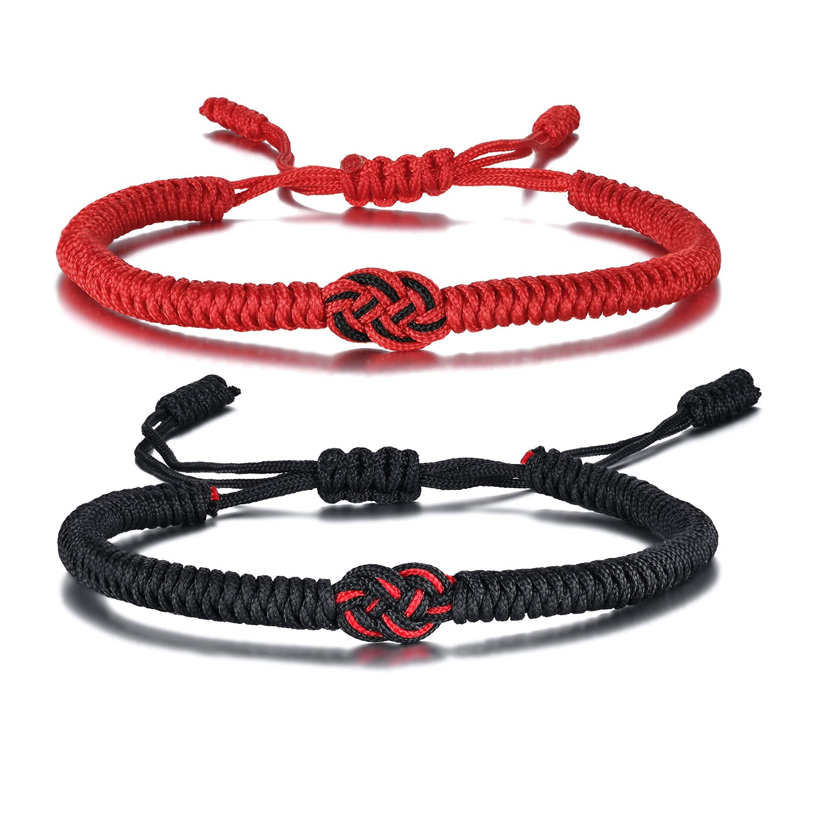 MPRAINBOW Personalized Braided Couples Bracelet:Custom Name Promise Words Engraved Bracelets Attraction Relationship Bracelets for Him and Her (Luck Love Knot)