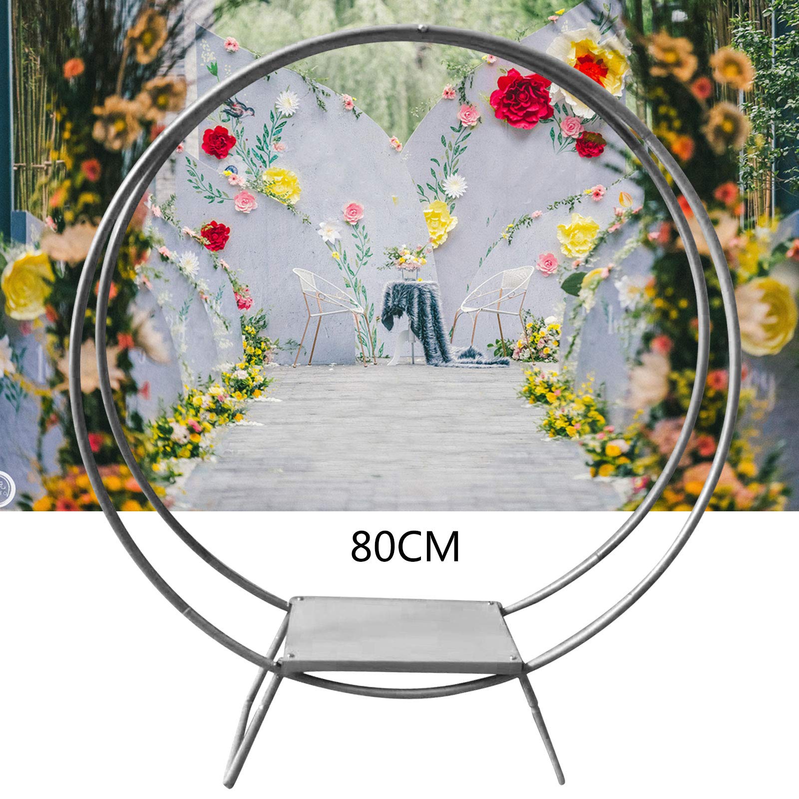 LOYALHEARTDY Wedding Arch Cake Stand Metal Flower Stand Cupcake Holders Stand Dessert Display Decorative Background Wedding Reception Events Party Decorations (80CM/Silver-B)